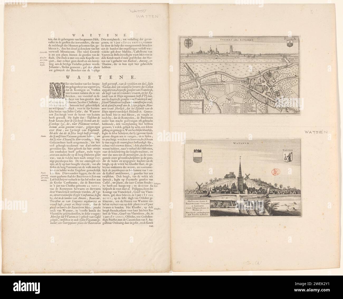 Map of and face on Stegers and a Face Wats, Anonymous, 1652 print On ...
