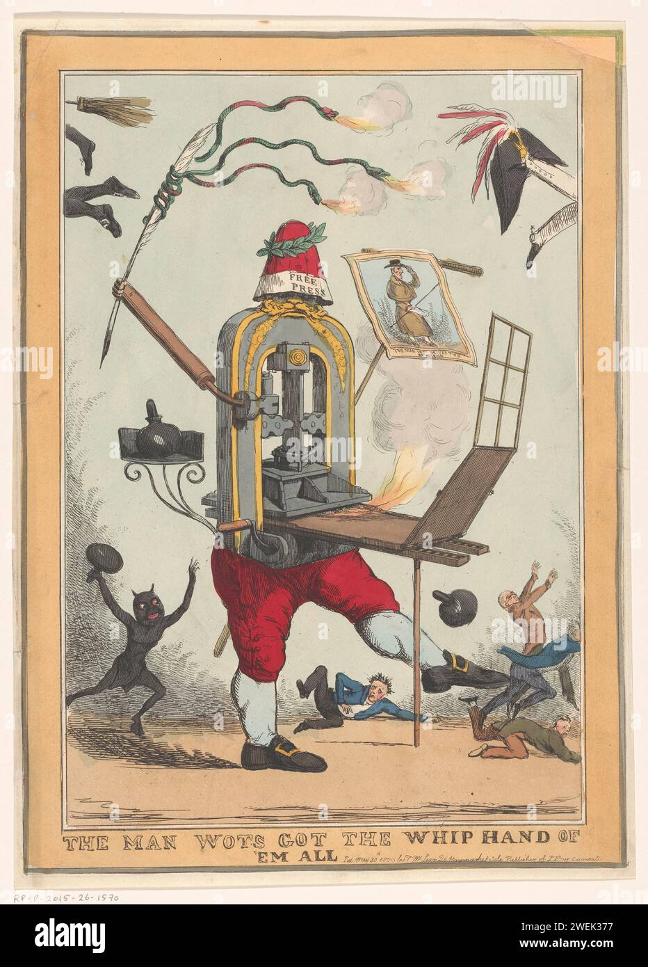 Freedom of printing press, William Heath, 1820 print A walking metal ...