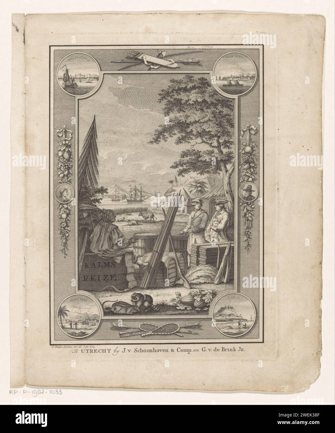 Meeting between two Europeans and an original occupant of North America ...