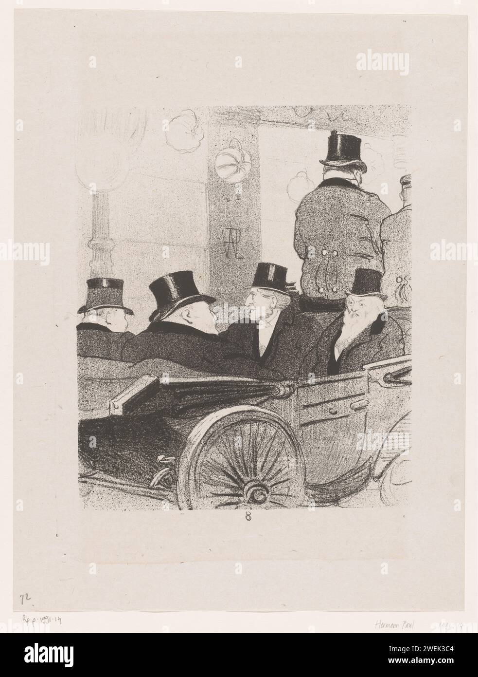 Men in a carriage, Georges Hermann Rene Paul, 1895 print paper four ...
