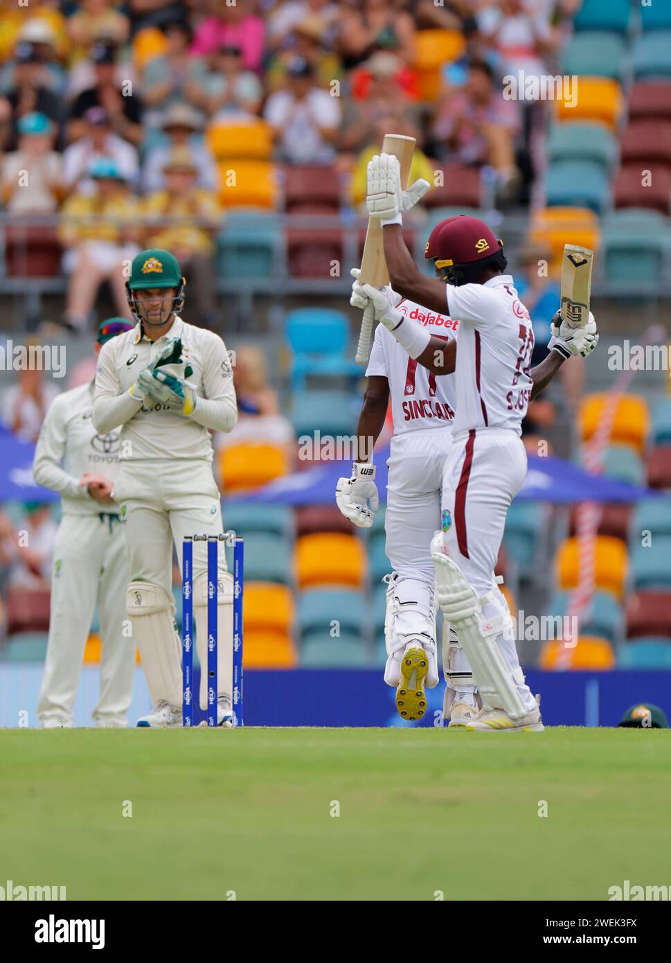 Brisbane, Australia. 26th Jan 2024. Kevin Sinclair (77 West Indies ...