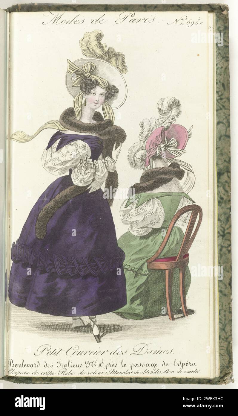 Small mail of the ladies, January 31, 1830, No. 698: Crêpe hat ...