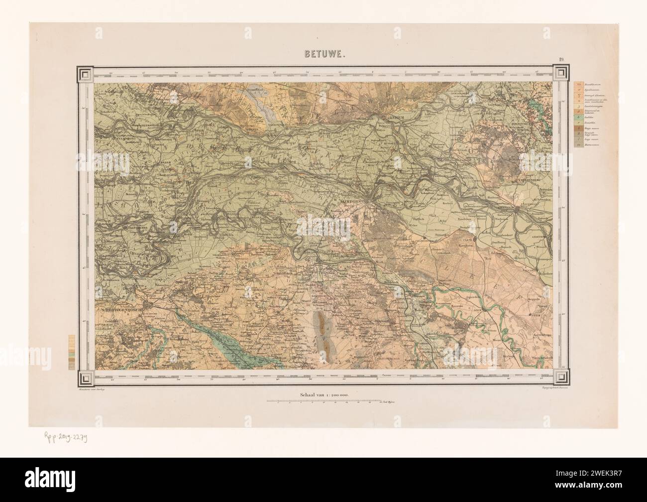 Map of the Betuwe, Anonymous, 1850 - 1949 print paper maps of separate ...