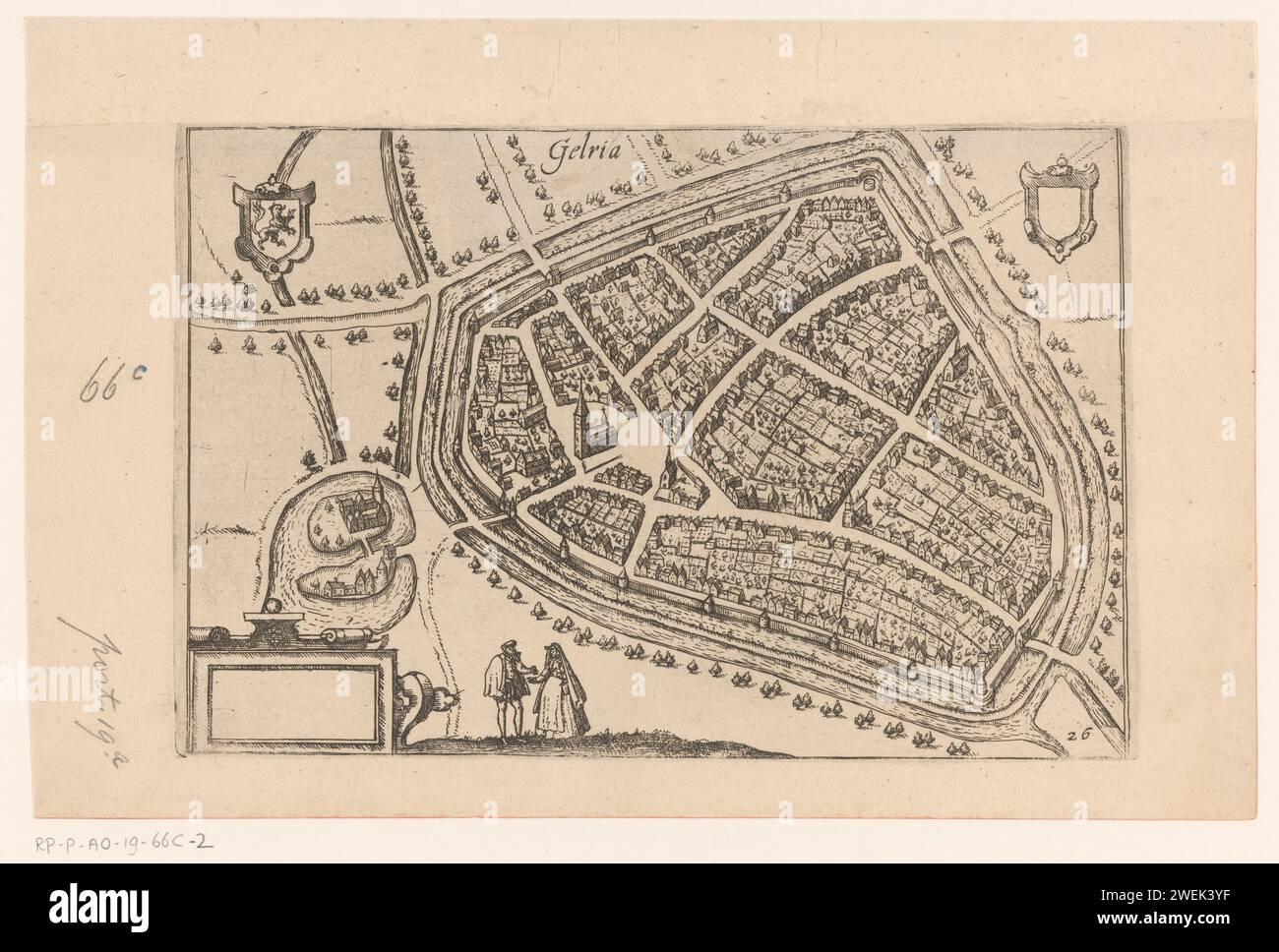 Map of Geldern, Anonymous, 1612 - 1648 print Map of Geldern with ...