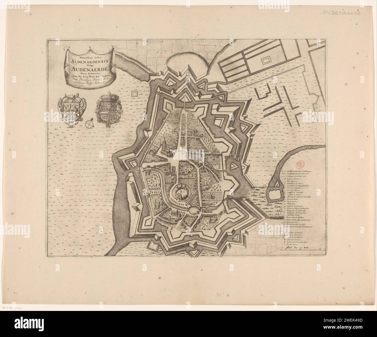 Map of Oudenaarde, Anonymous, c. 1700 - 1728 print Map of Oudenaarde ...
