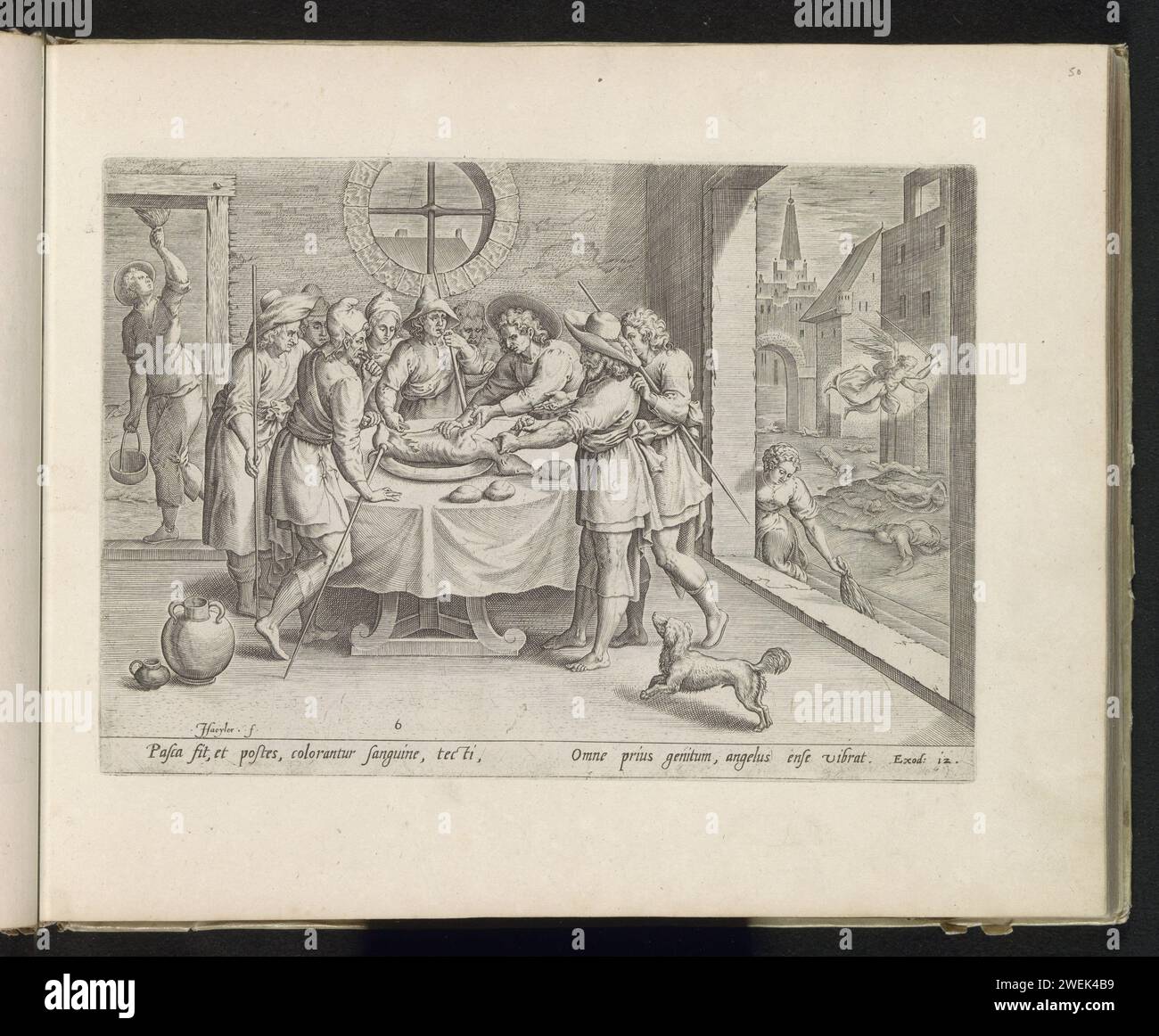 Passover party and the tenth plague of Egypt, Johann Sadeler (I), After ...