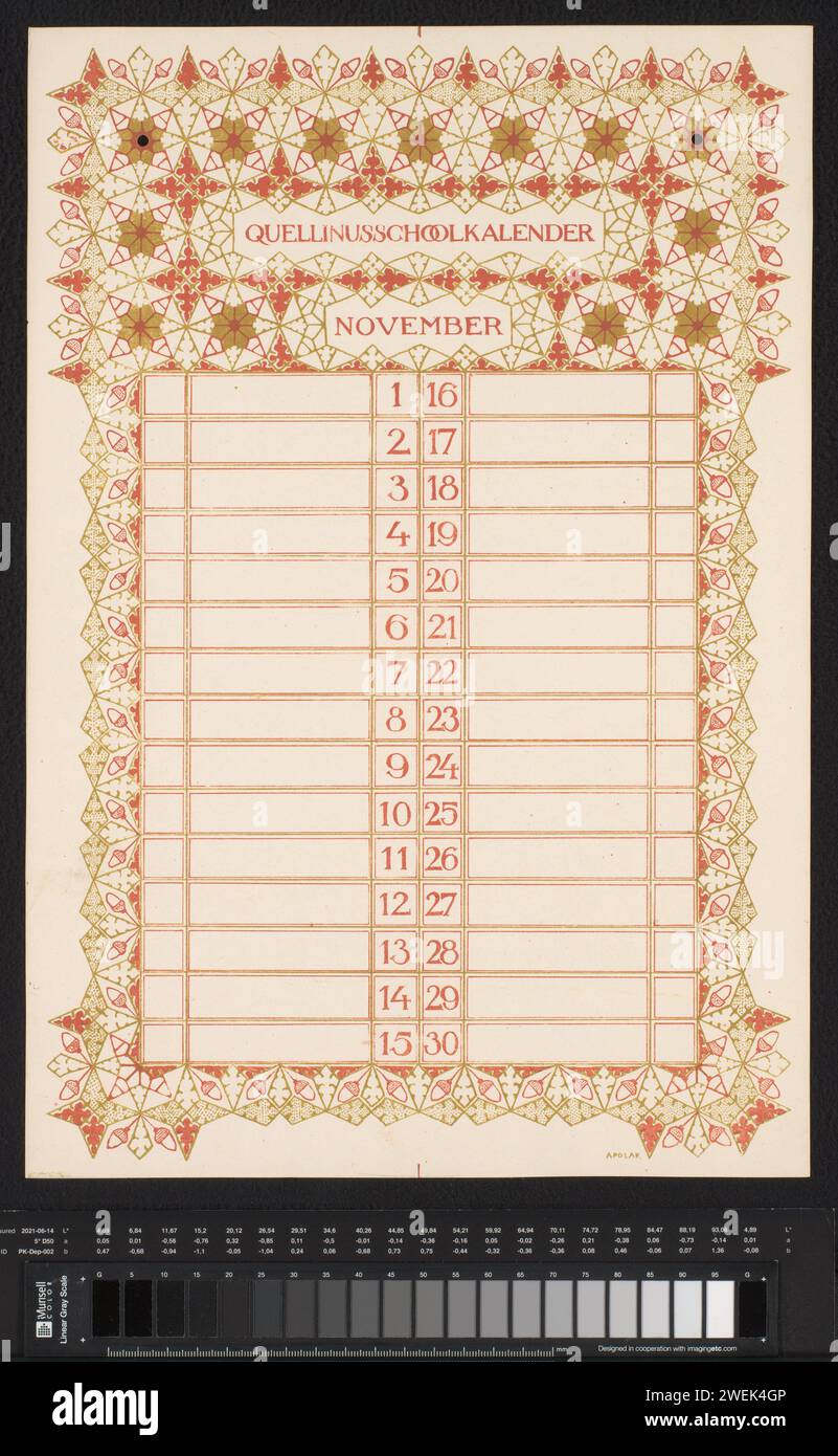 Calendar magazine for November, from a calendar of arts and crafts ...