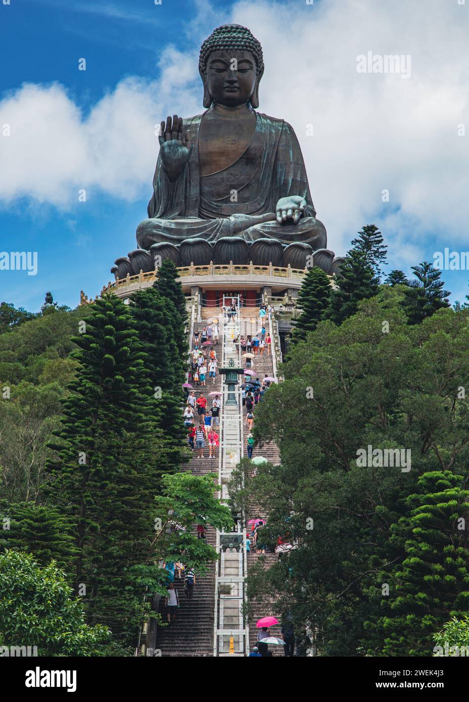 This is a majestic statue situated on a hilltop, appearing to be a ...