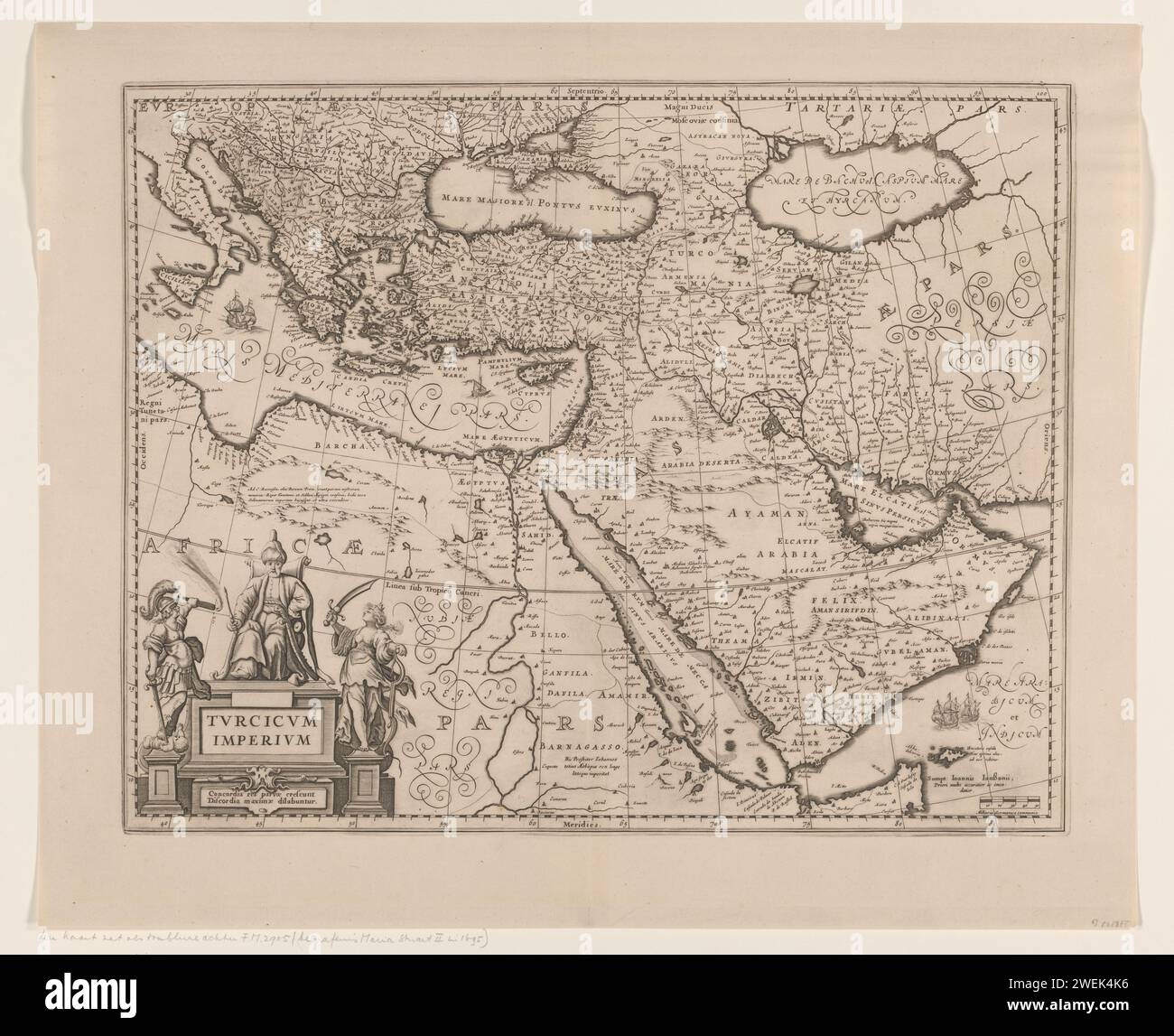 Map of the Ottoman Empire, Anonymous, 1636 - 1658 print paper engraving ...