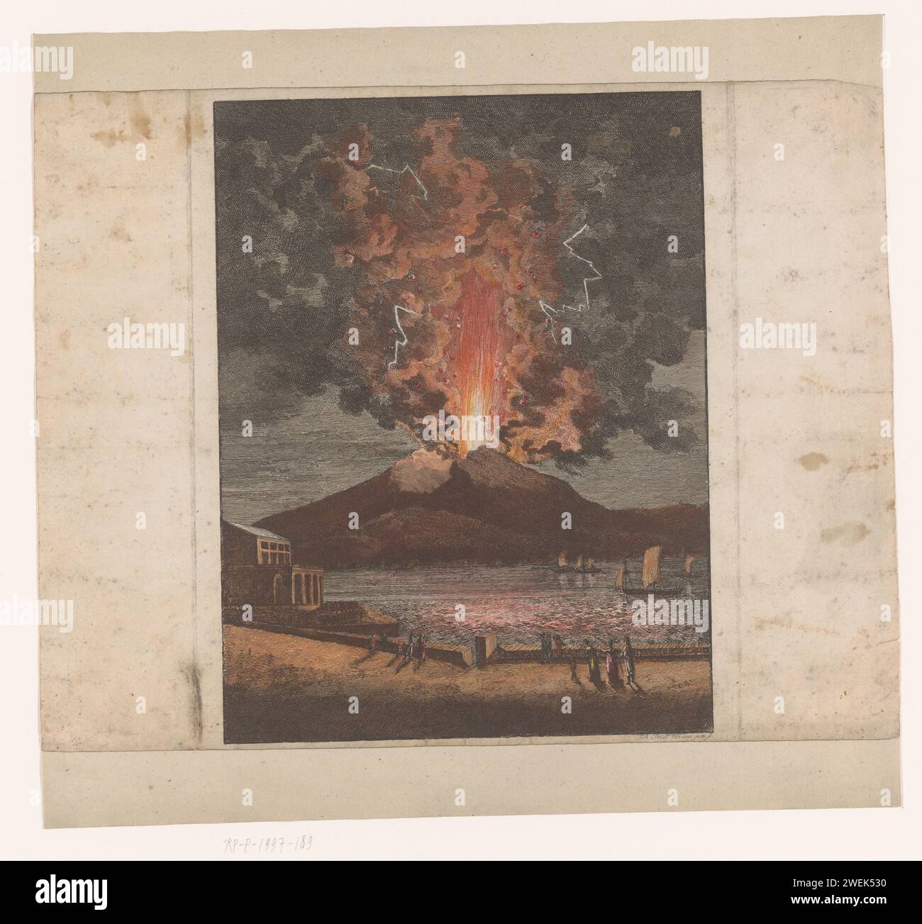 Eruption of a volcano, Johann Friedrich Wizani, c. 1825 print paper ...
