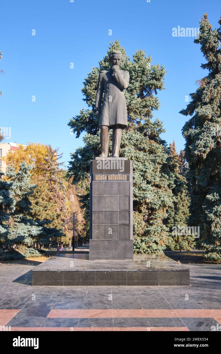 A statue of famous Great Game scholar and historian, Shokan Shyngysuly ...