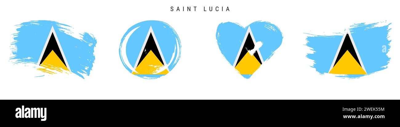 Saint Lucia hand drawn grunge style flag icon set. Saint Lucian banner in official colors. Free ...