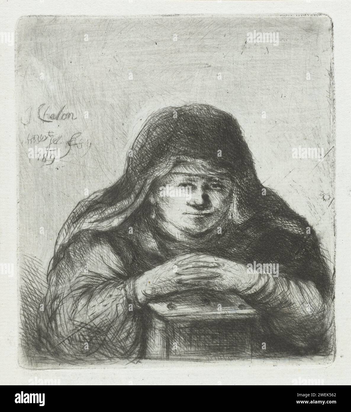 Woman above a stew, Jan Chalon, 1789 print Woman who warms herself over ...