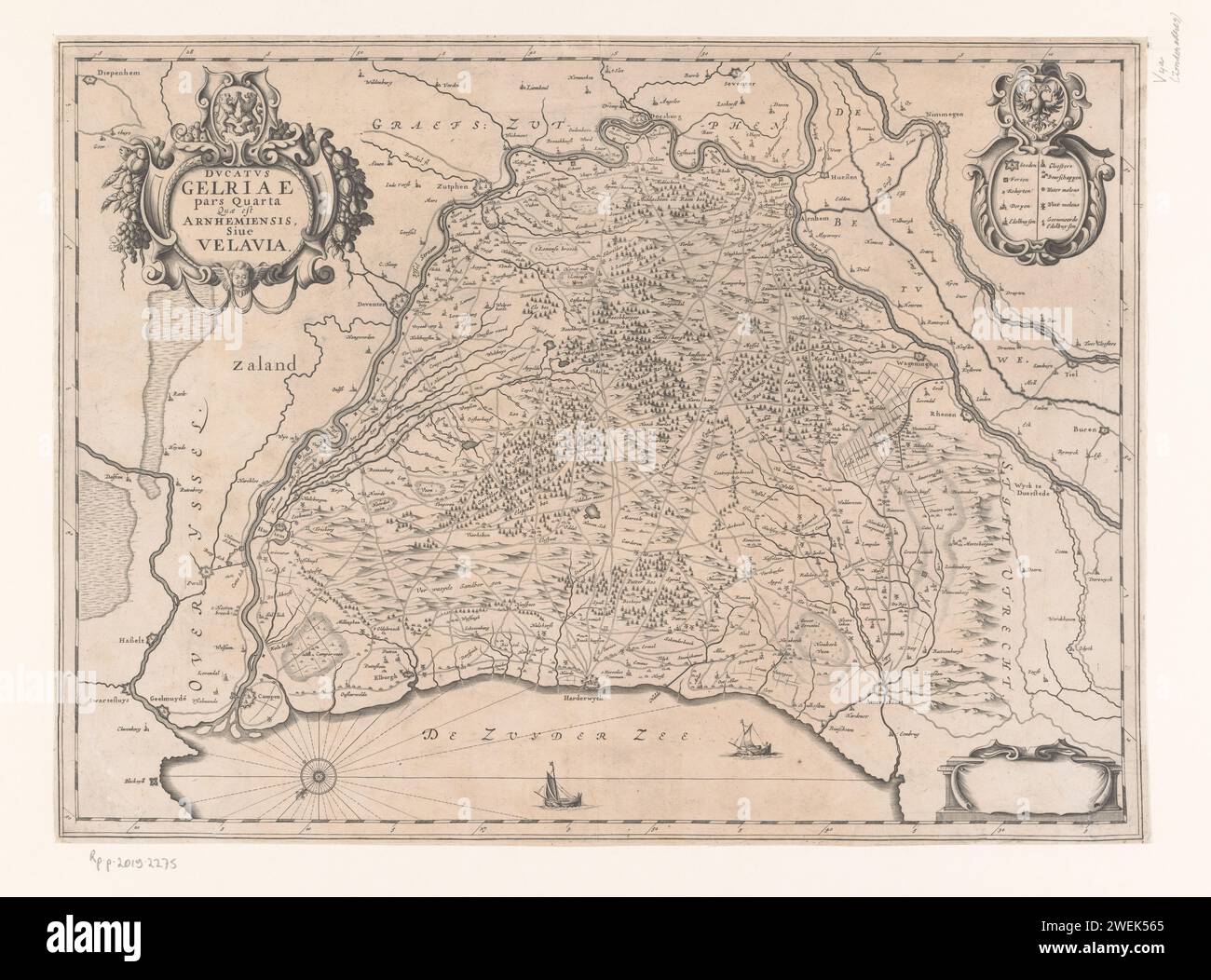 Map of the Veluwe, Anonymous, 1641 - 1680 print At the top left the ...