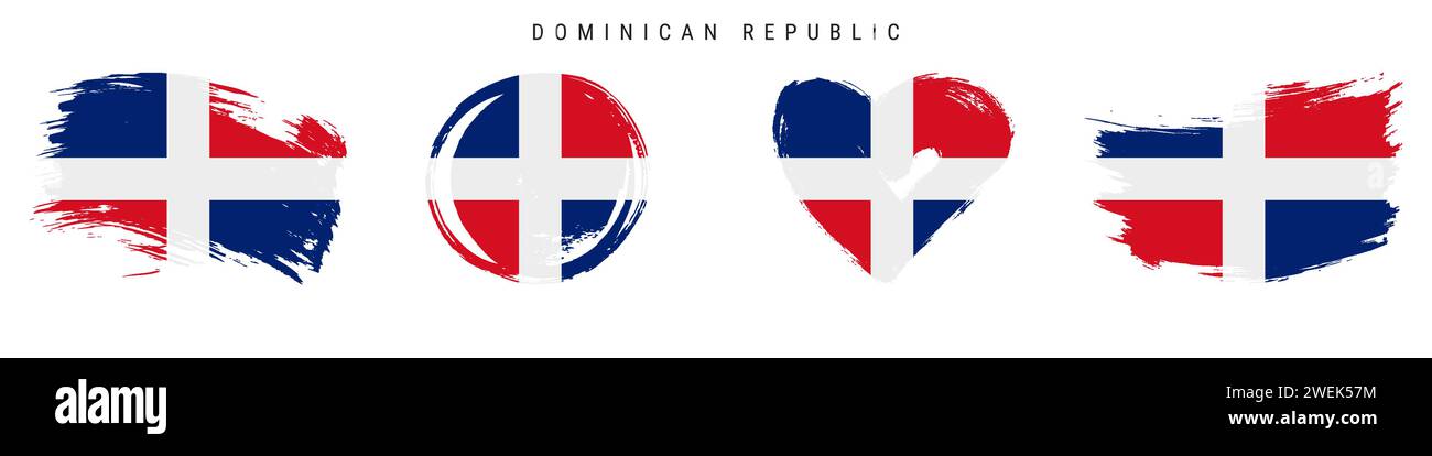 Dominican Republic hand drawn grunge style flag icon set. Republica ...