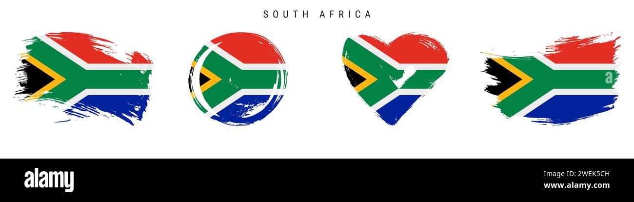 South Africa hand drawn grunge style flag icon set. RSA banner in ...