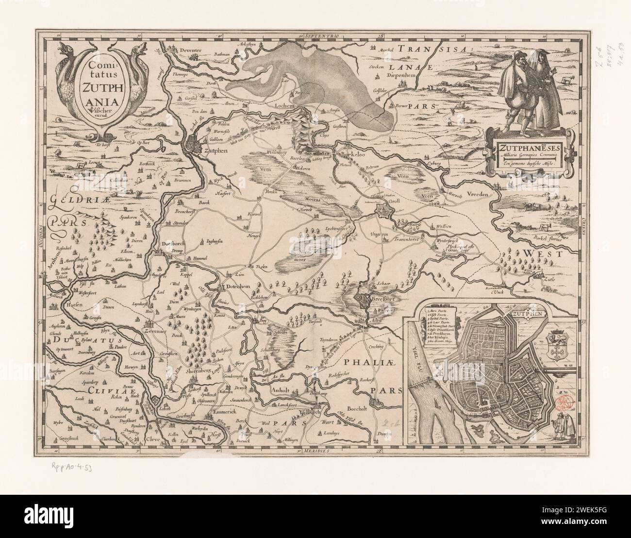 Map of the Graafschap Zutphen, Anonymous, 1622 - 1648 print At the top ...