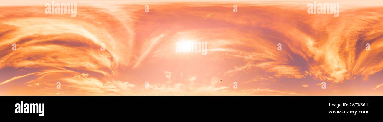 Glowing red orange sunset sky 360-degree panorama in seamless hdr ...