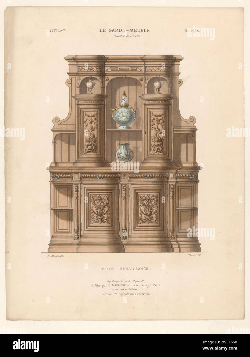 Buffet cupboard, Chanat, 1885 - 1895 print A Renaissance buffet cupboard. Print from 283rd ...