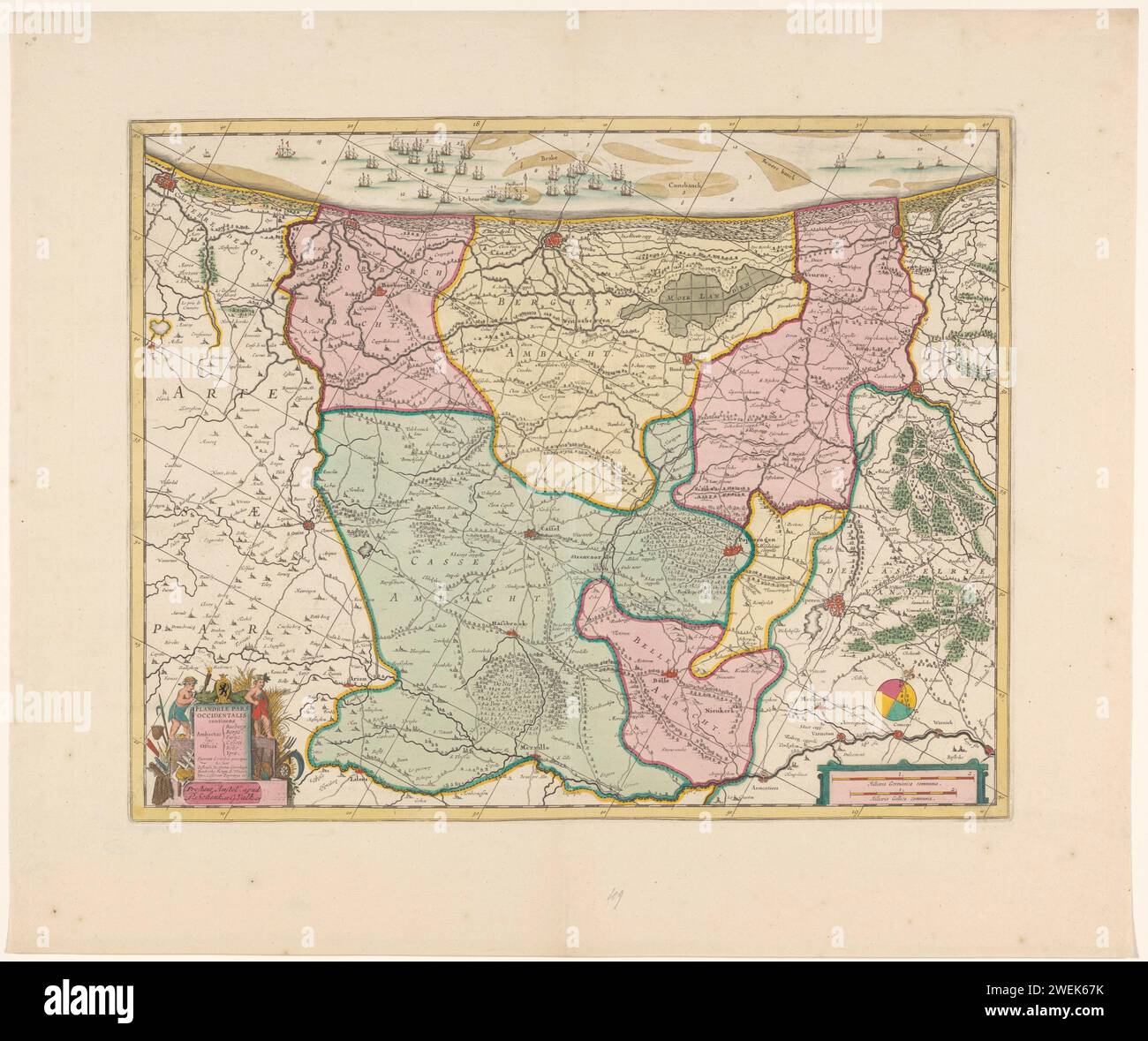 Map of the Western Part of Flanders, Anonymous, 1695 - 1711 print Map ...