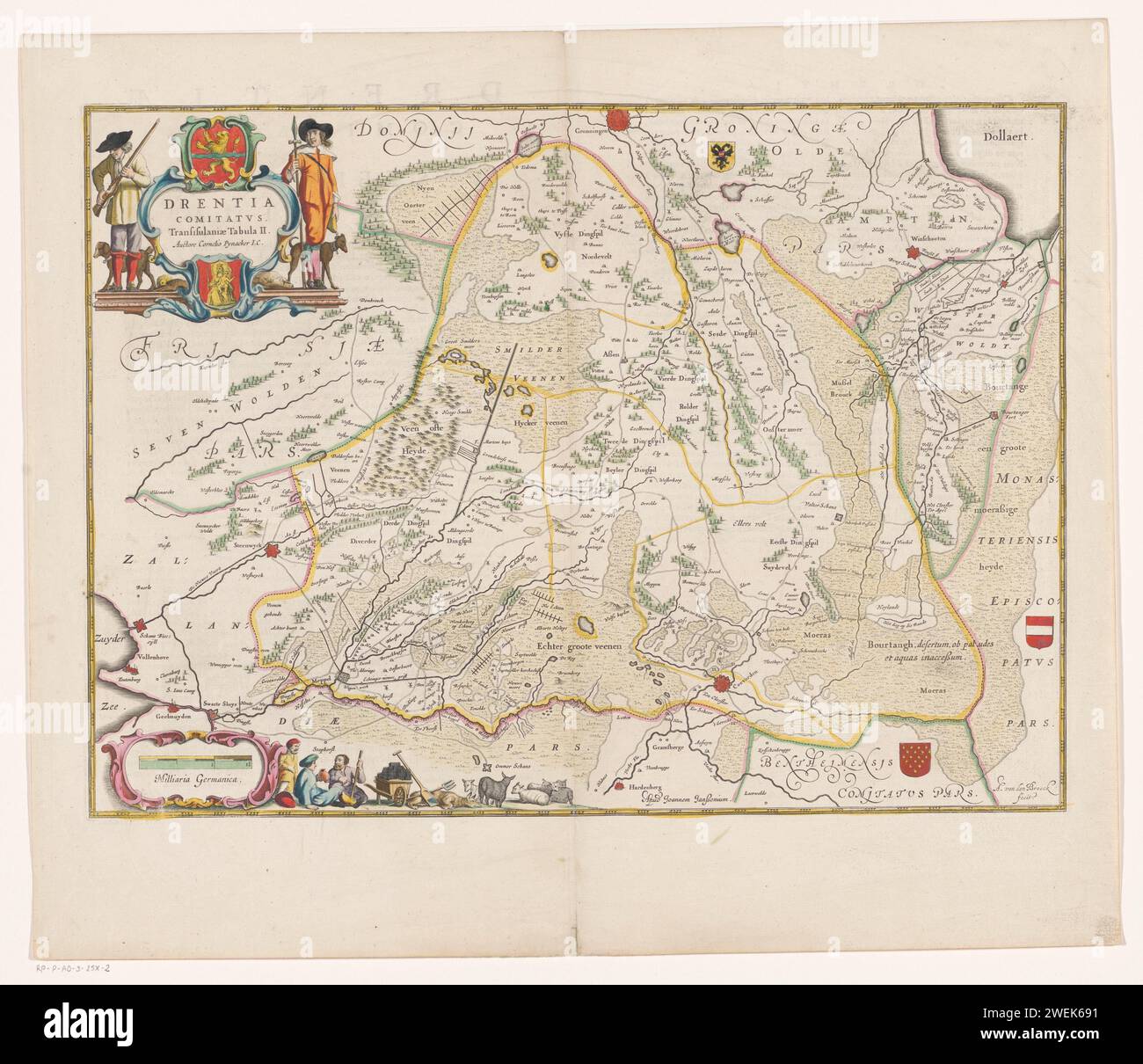 Map of Drenthe, Abraham van den Broeck, 1666 print At the top left ...