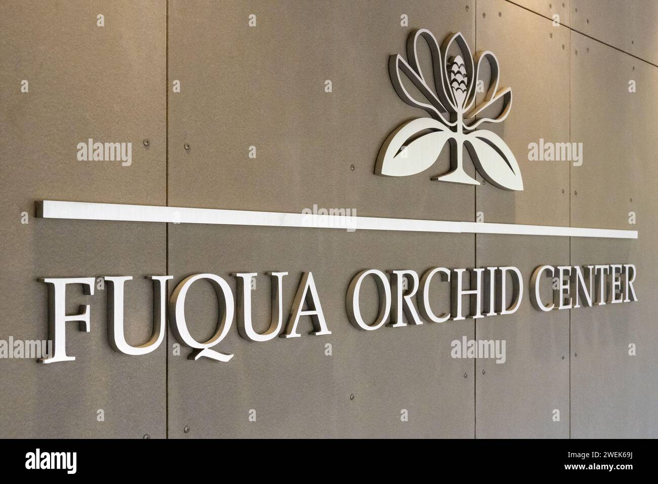 Signage for the Fuqua Orchid Center at the Atlanta Botanical Garden in ...