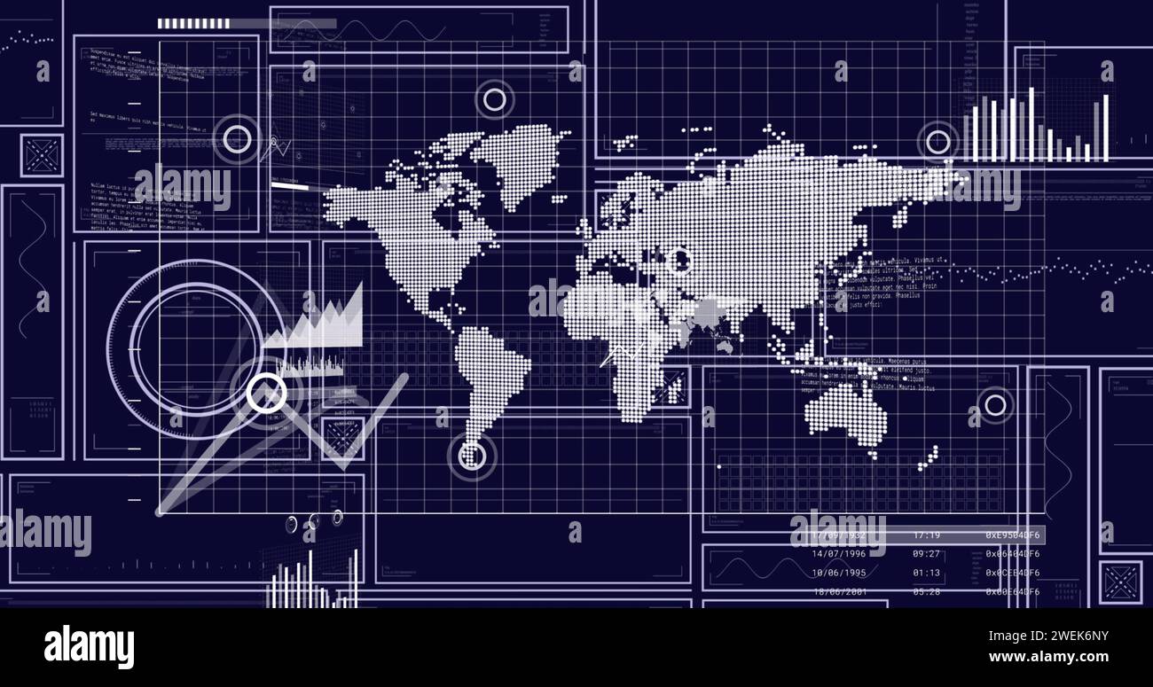 Image of digital data processing over black background Stock Photo - Alamy