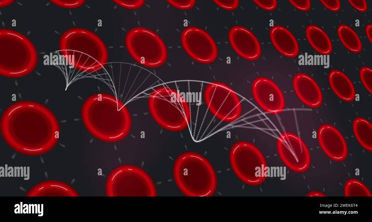 Image of dna strand over virus cells on black background Stock Photo ...