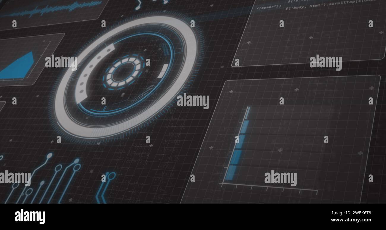 Image of scope scanning, statistics recording and data processing over screens Stock Photo - Alamy