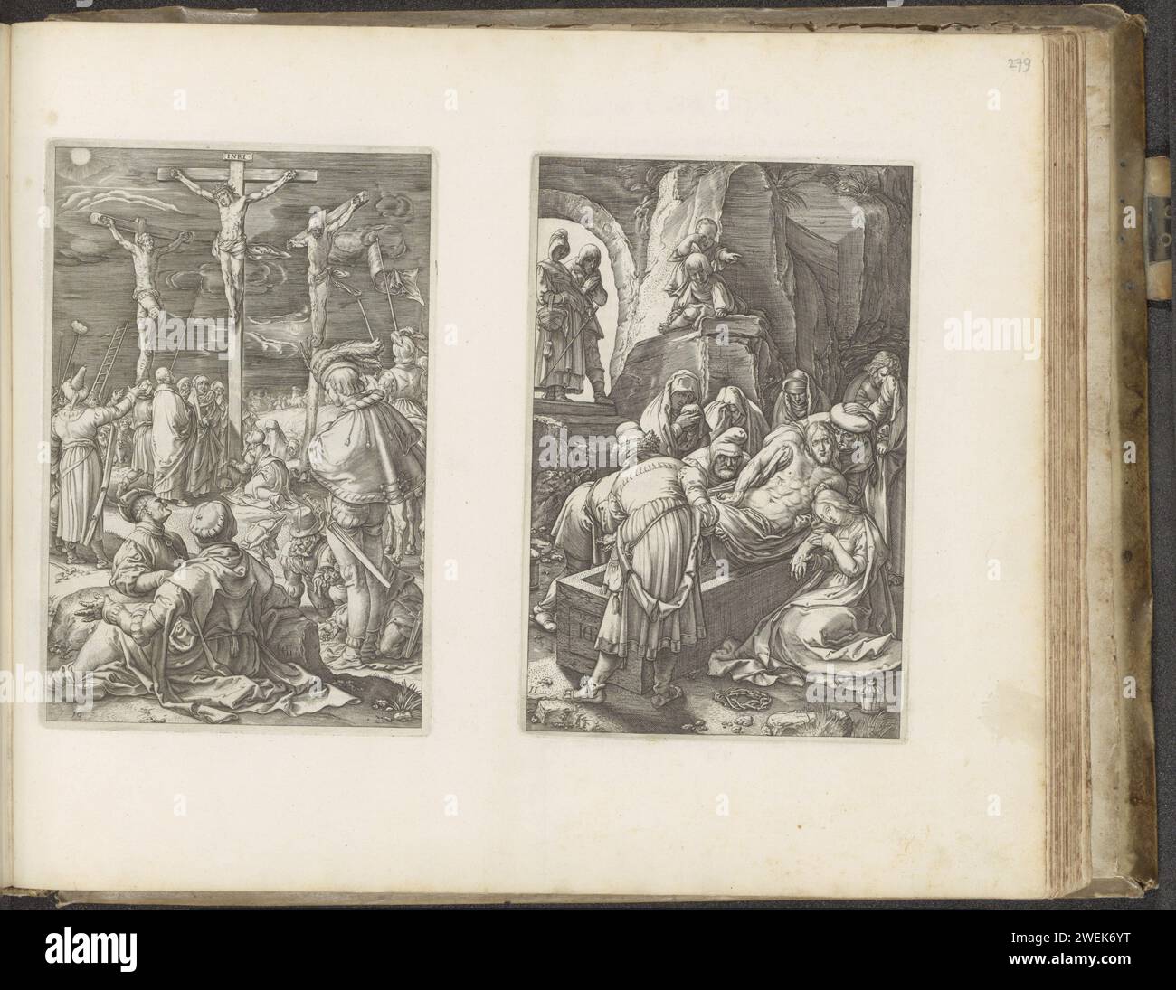 Crucifixion / Tombination of Christ, 1653 - 1654 print Two performances on an album magazine. On ...