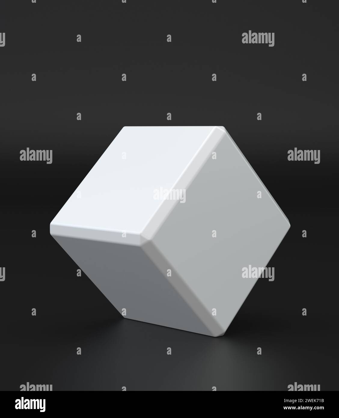 White 3d cube with perspective on black background. 3d modeling box ...
