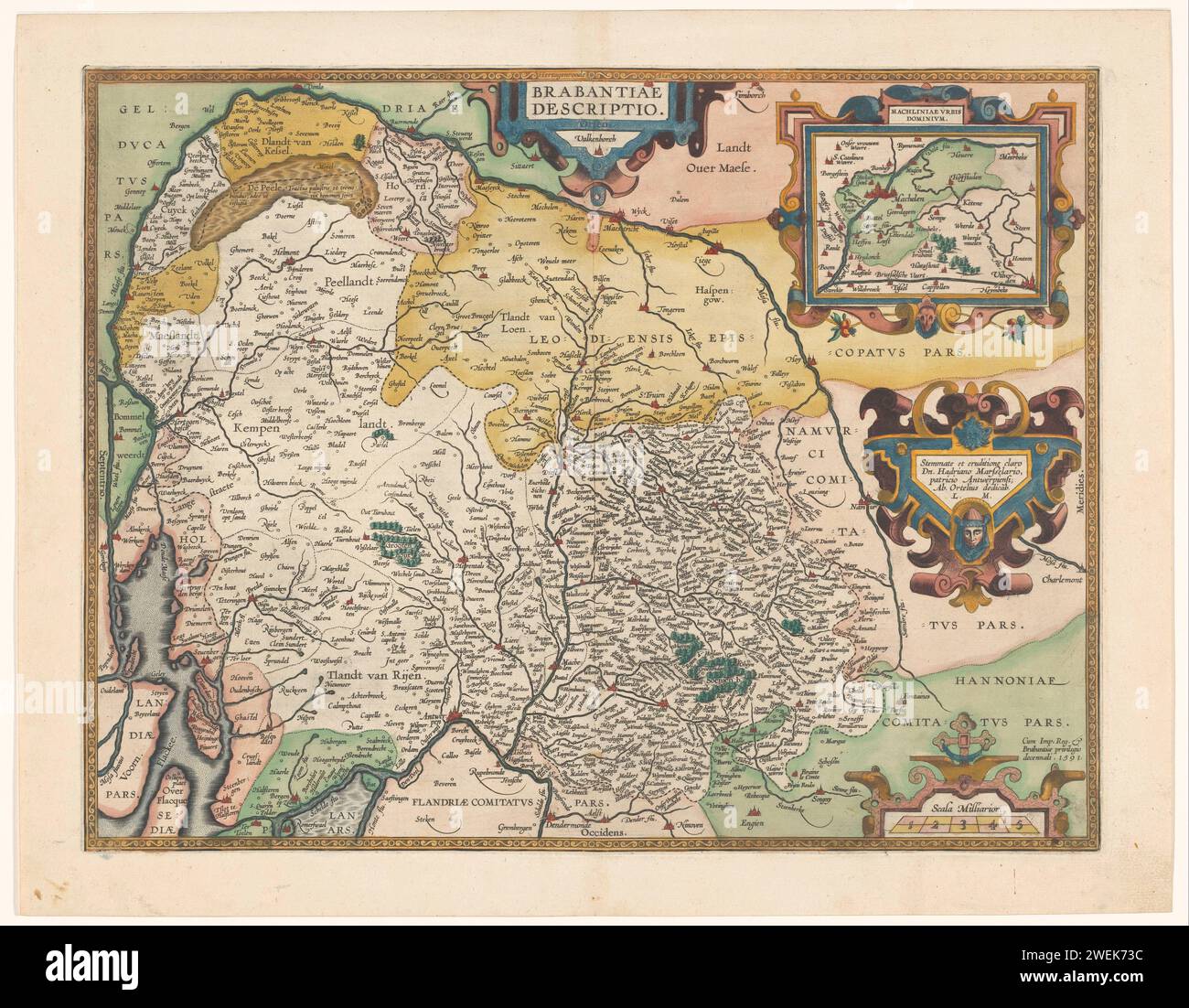 Map of Brabant, Anonymous, 1592 print Map of Brabant. Up, in the middle ...