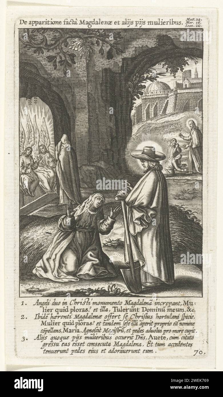 Maria Magdalena kneels for Christ who is dressed as a gardener, Boëtius Adamsz. Bolswert, 1622 ...