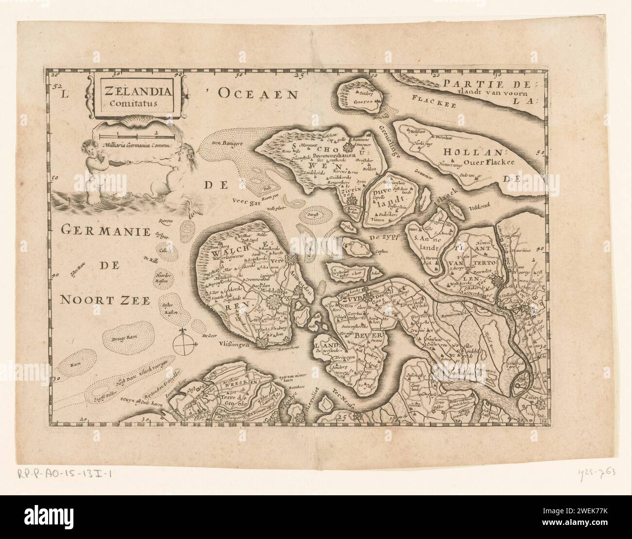 Map of Zeeland, Anonymous, c. 1660 - 1696 print At the top left of the ...