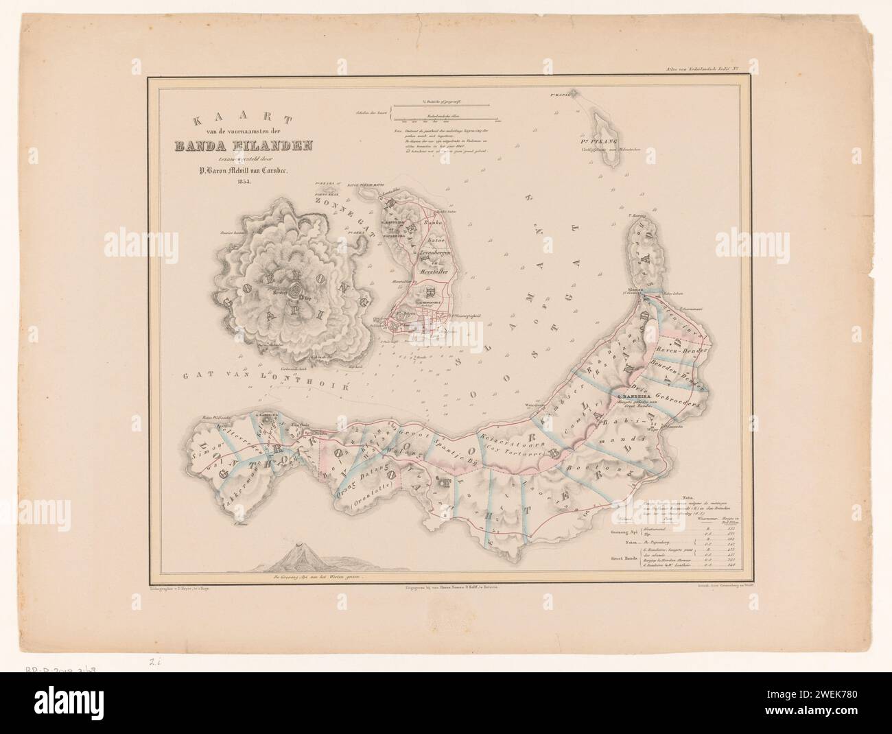 Map of the Banda Islands, F. Cronenberg, 1854 print Map with the ...