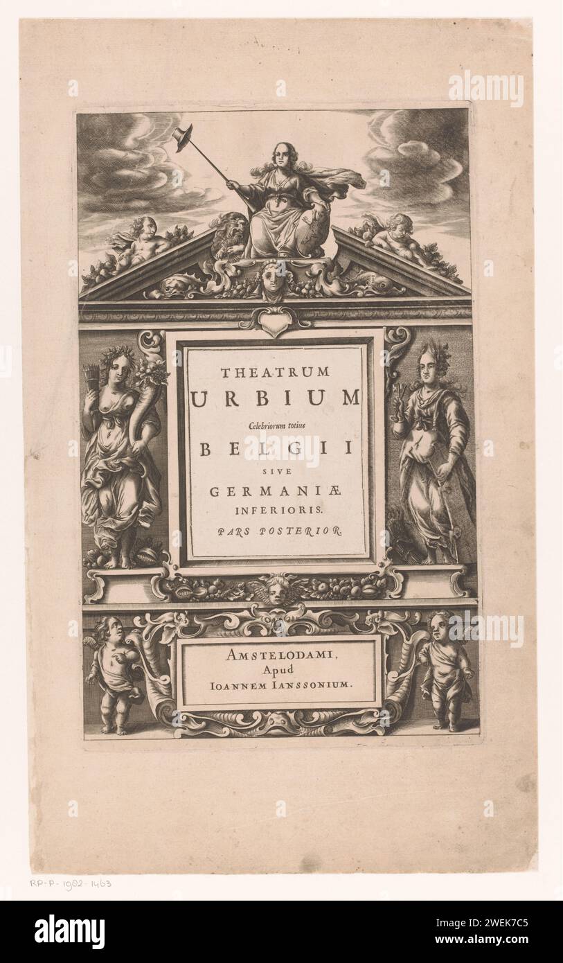 Facade met Belgica, harmony in the abundance, 1657 print A façade with ...