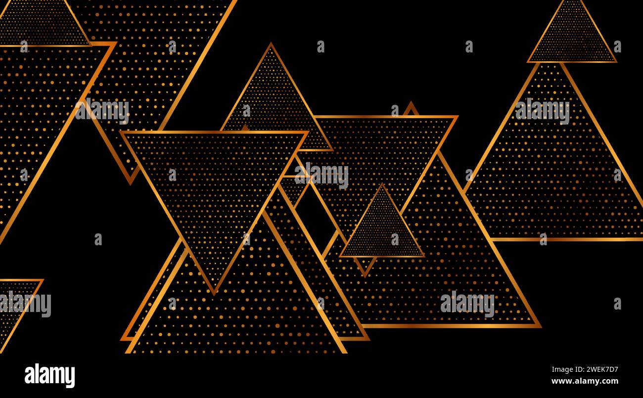 Blue and golden dotted triangles abstract tech background. Vector graphic design Stock Vector ...