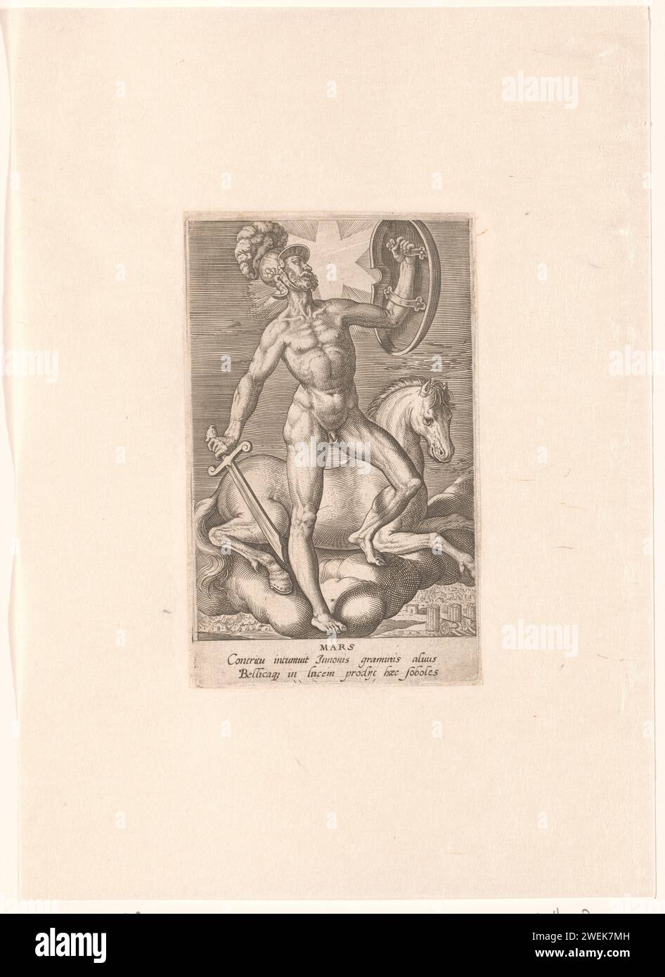 Mars, Philips Galle, 1581 print Mars with sword and shield in his hands ...