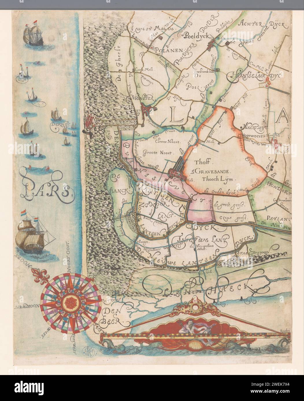 Map of the Delfland Water Board, with 's-Gravenzande and surroundings ...