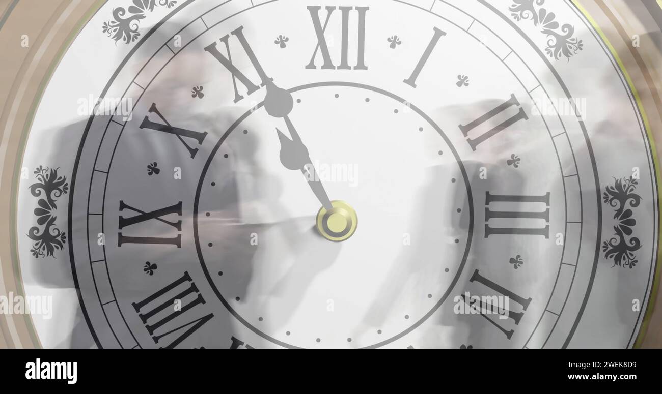 Image of clock ticking over cityscape Stock Photo - Alamy