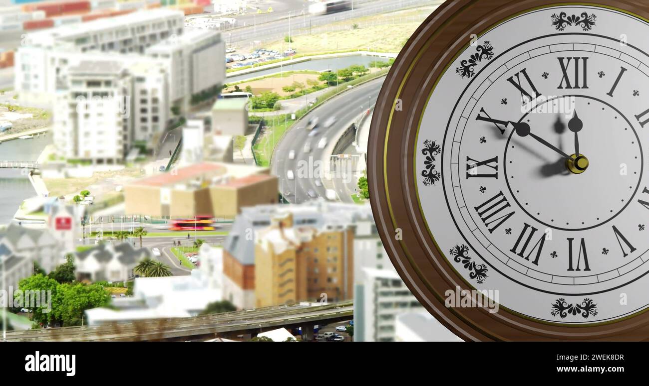 Digital clock animation over network hi-res stock photography and ...