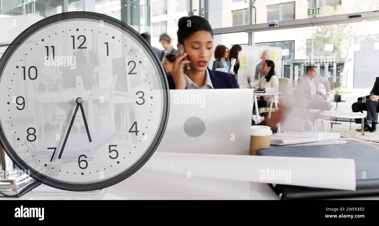 Clock animation over digital data hi-res stock photography and images ...