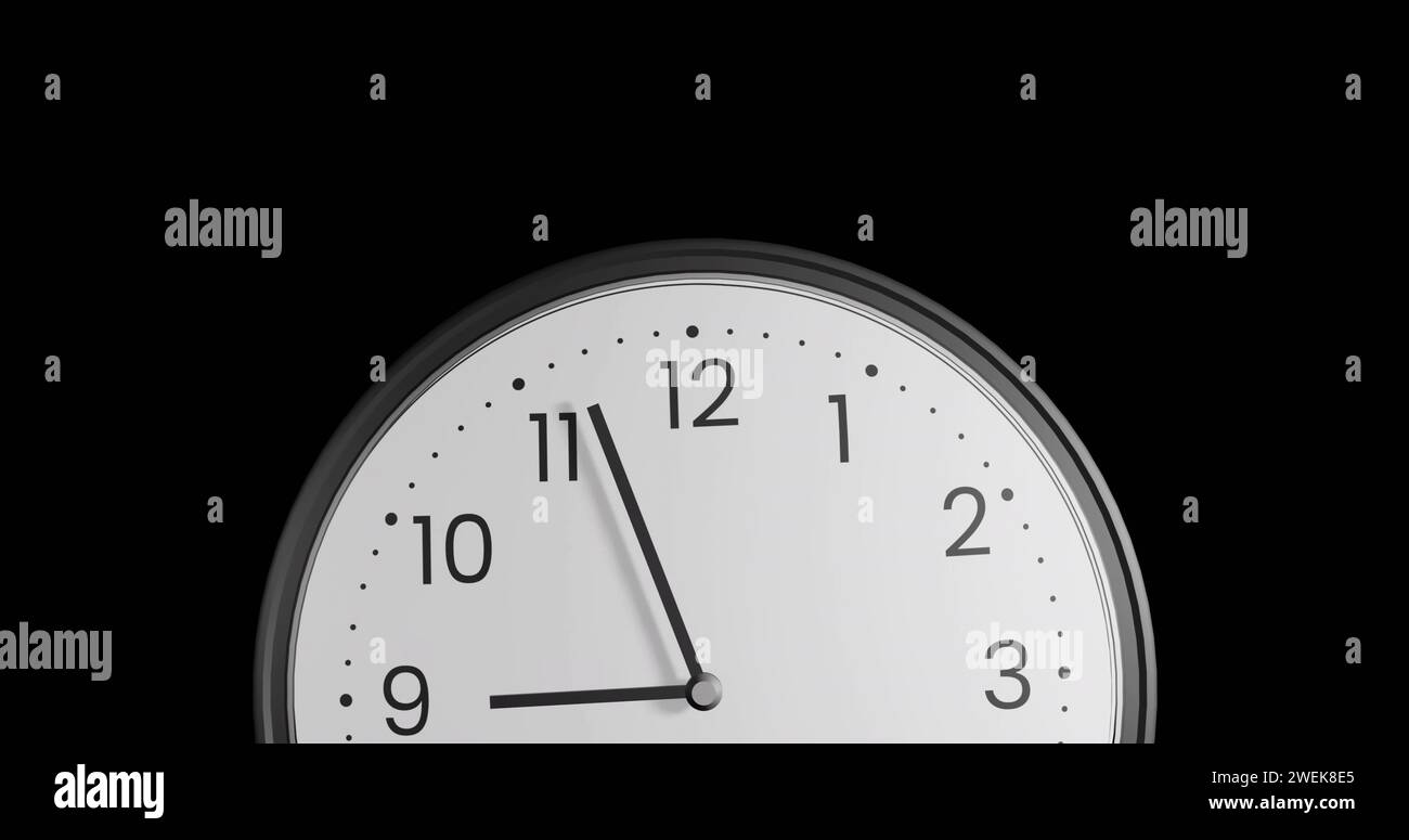 Image of clock ticking over black background Stock Photo - Alamy