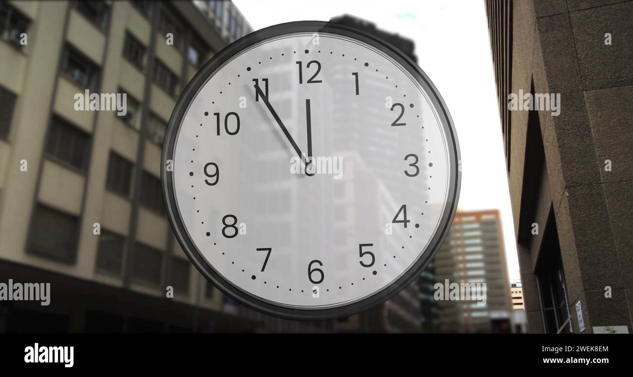 Image of clock ticking over cityscape Stock Photo - Alamy