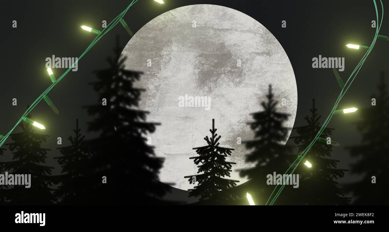 Animation santa sleigh over lights hi-res stock photography and images ...