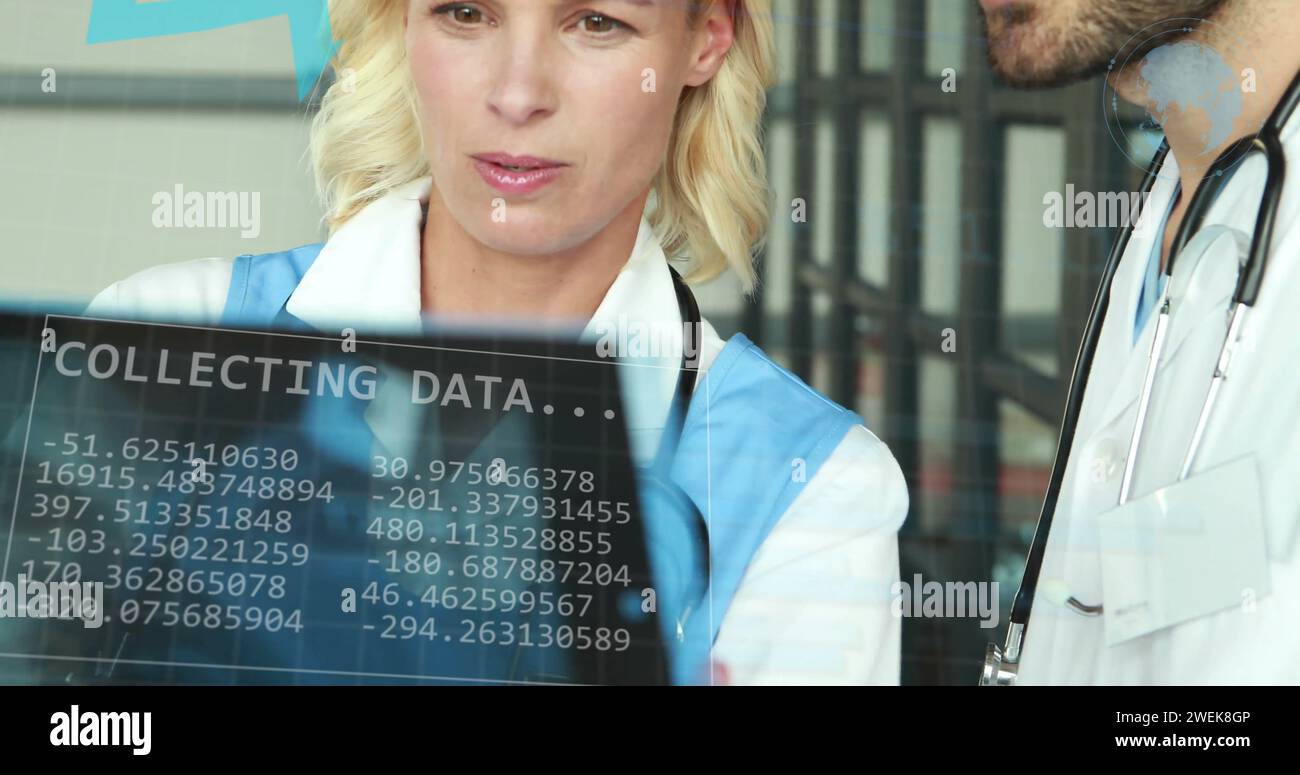 Image of data processing over diverse doctors Stock Photo - Alamy