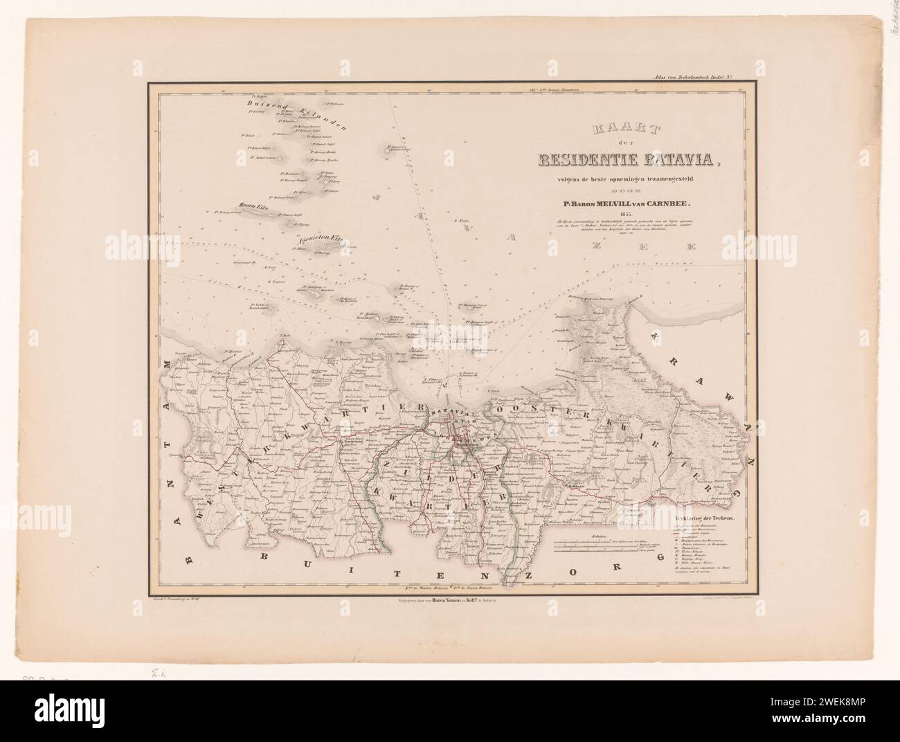 Map of the Batavia Residence on Java, F. Cronenberg, 1853 print At the ...