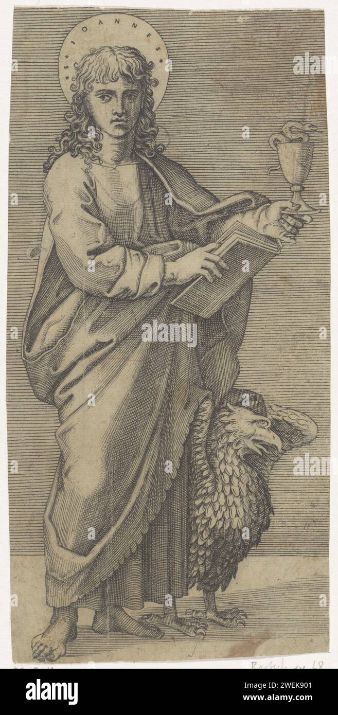 Apostle Johannes de Evangelist with miskelk and eagle, Marcantonio ...