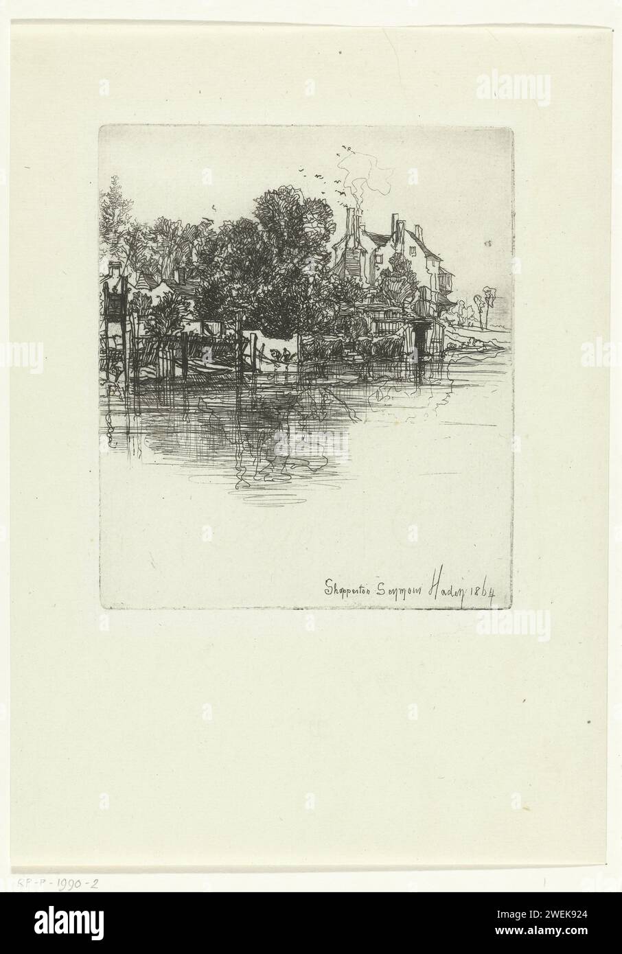 Shepperton, 1864 print The village of Shepperton on the Thames, seen ...