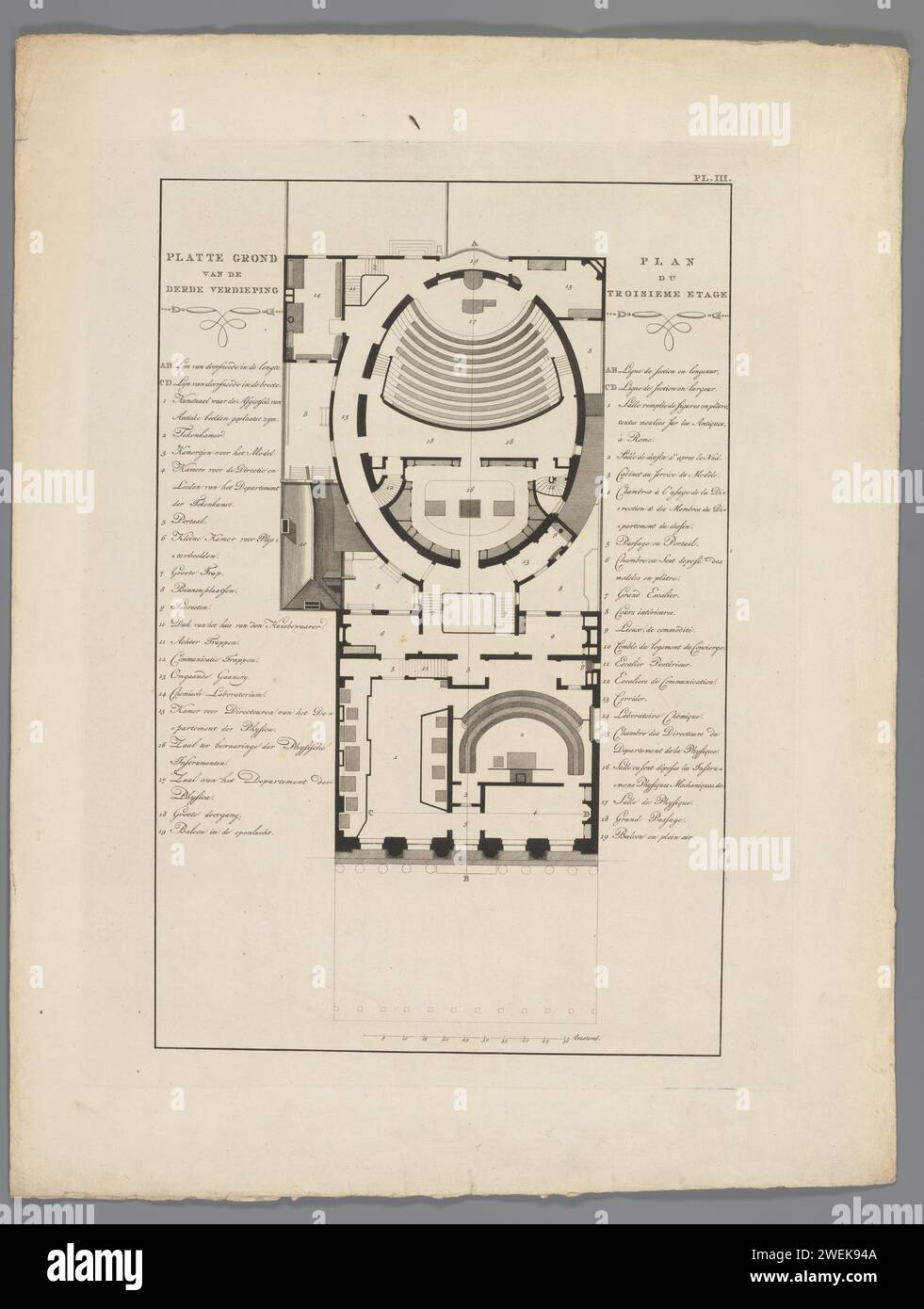 Map of the third floor of Felix Meritis in Amsterdam, Noah van der Meer ...